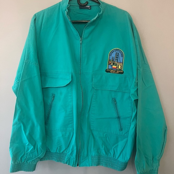 Apple | Jackets & Coats | Rare 8s Vintage Rainbow Apple Microsoft Teal ...